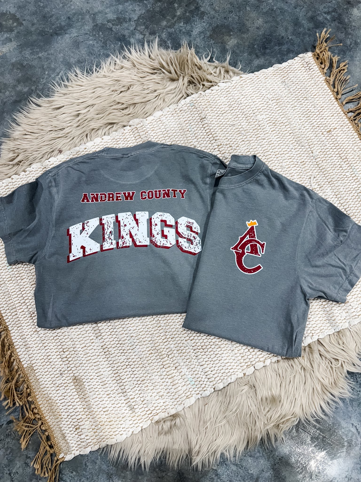 Front + Back Distressed Andrew Country Kings Grey Tee – Graphics 22